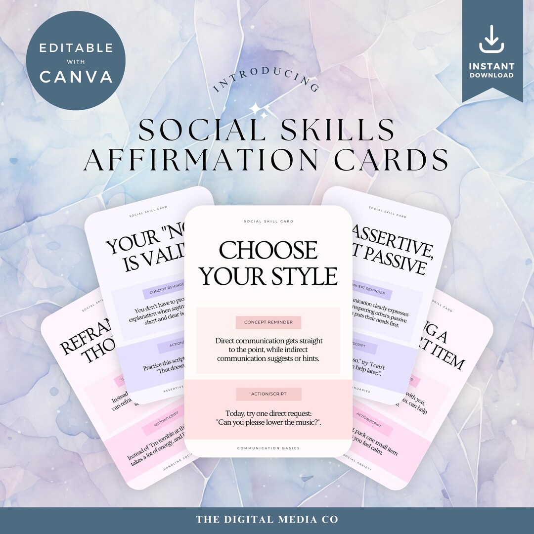 Printable Social Skills Affirmation Cards - Etsy
