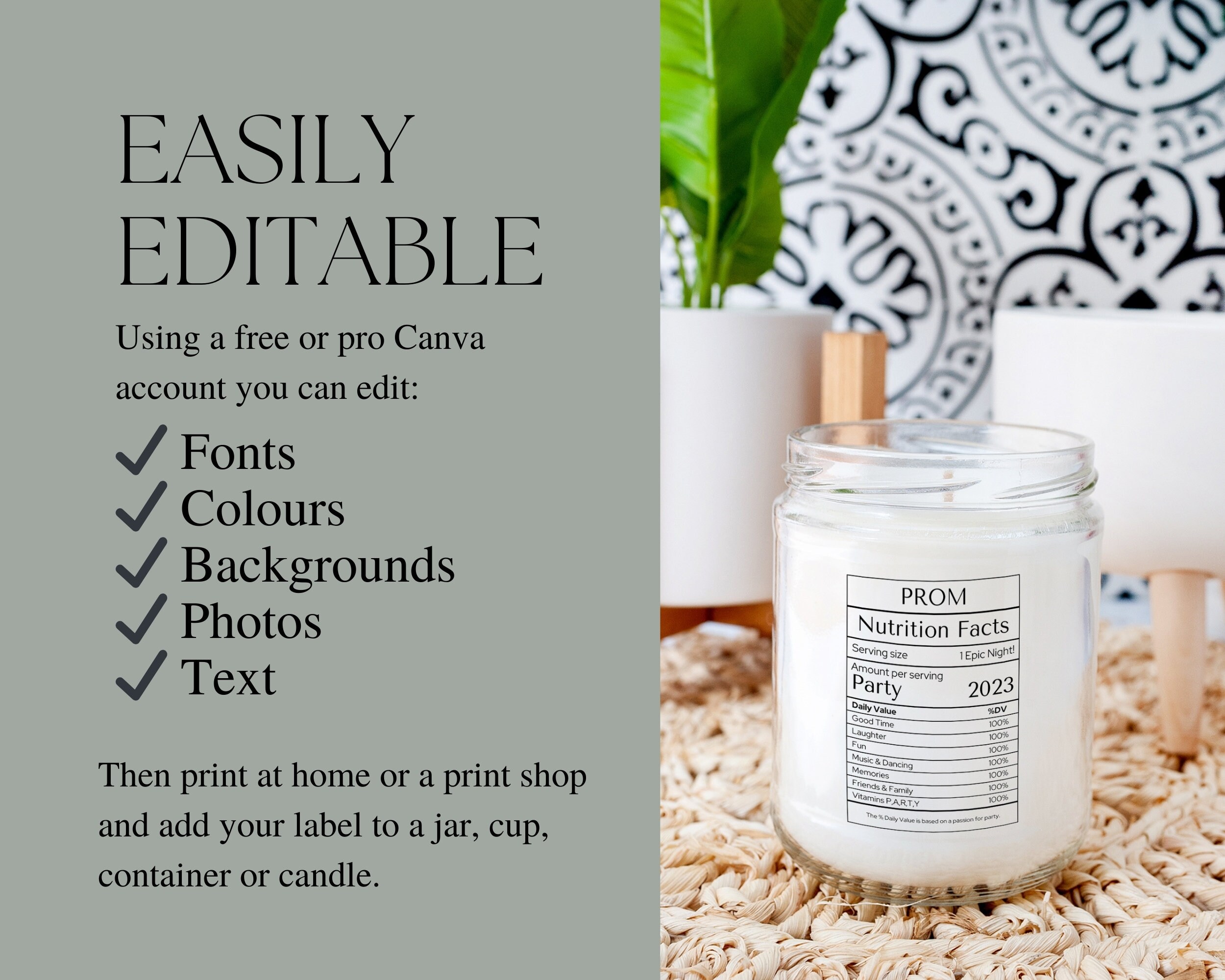 Prom Nutrition Facts | Printable DIY Present | Canva Templates ...
