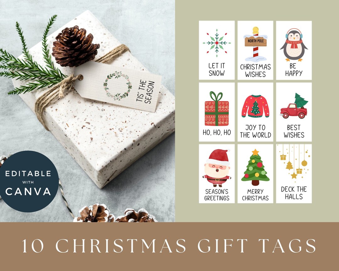 Canva Template Christmas Gift Tag, Christmas Gift Tag Template ...