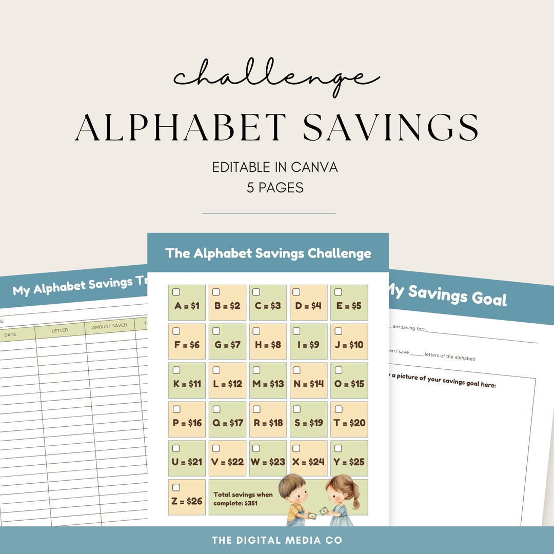 Alphabet Savings Checklist Template, Canva Editable Education Sheet ...