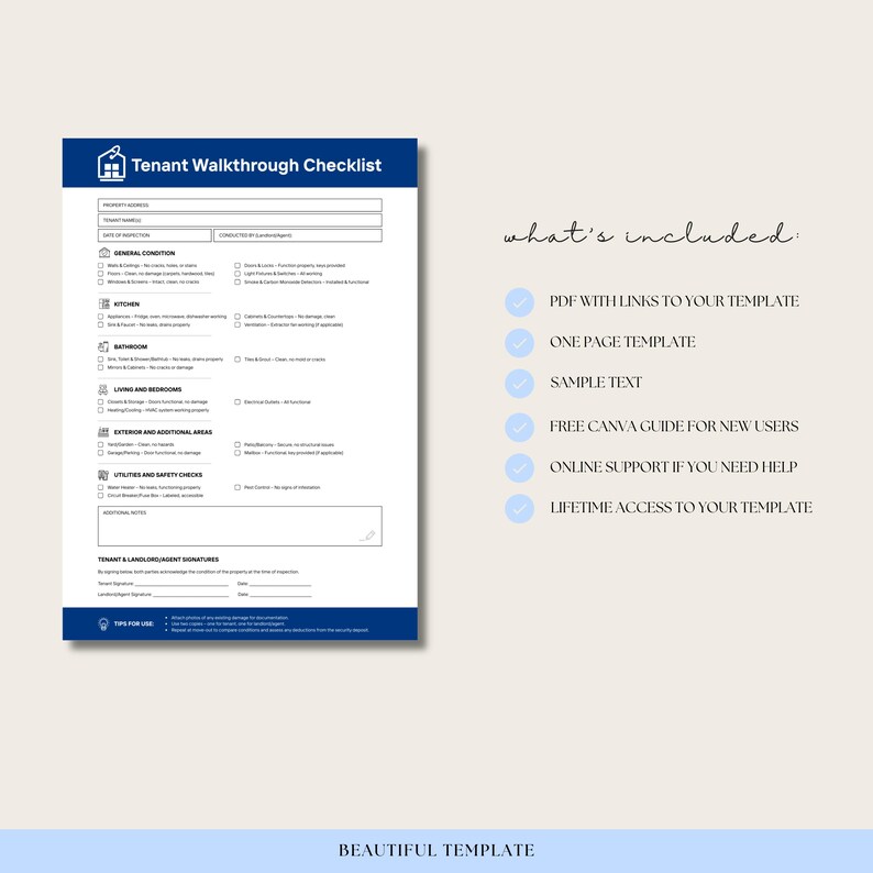 Tenant Property Condition Checklist | Rental Walkthrough Form ...