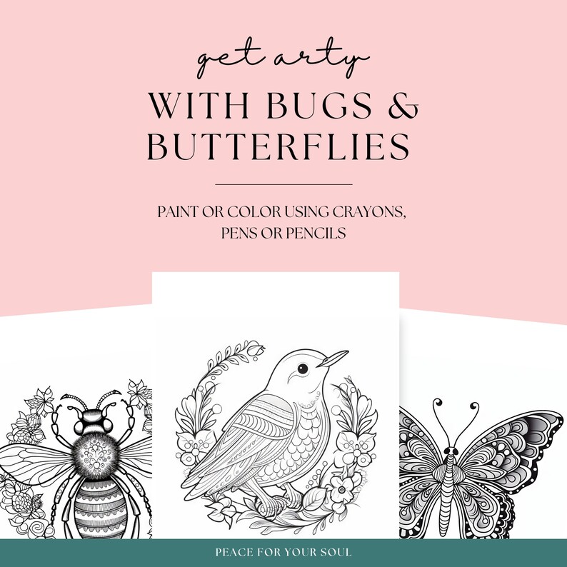 Bugs and Butterfly Coloring Pages | 20 Pages | Cute Coloring Pages ...