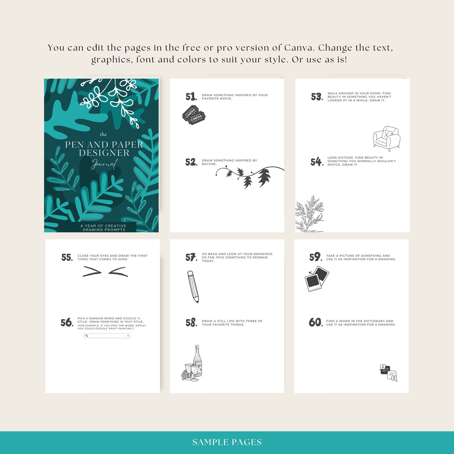 Canva Drawing and Art Journal, Artist Doodle Book, Digital Illustration ...