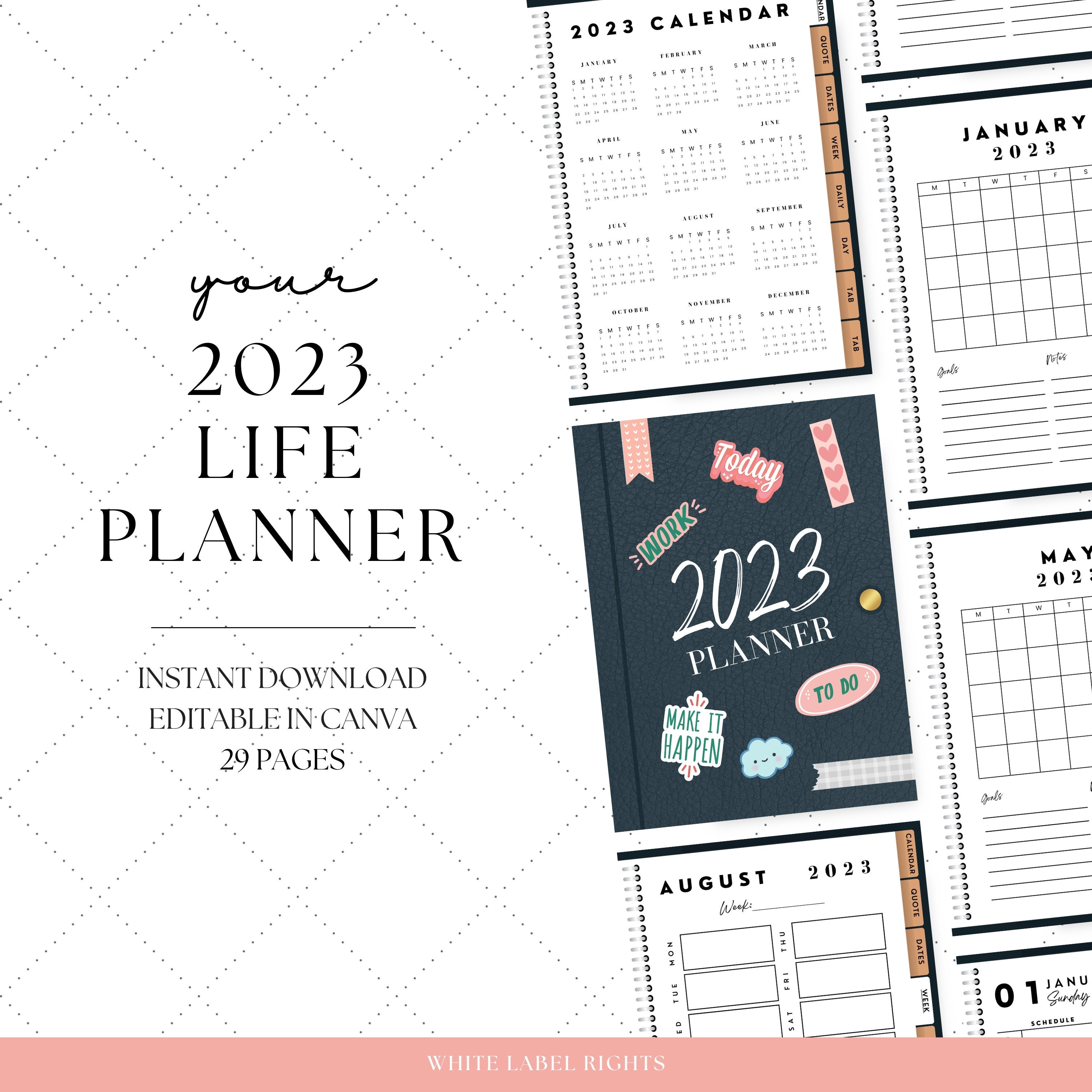2023 Canva Planner Calendar, 2023 Digital Planner, Yearly Planner ...