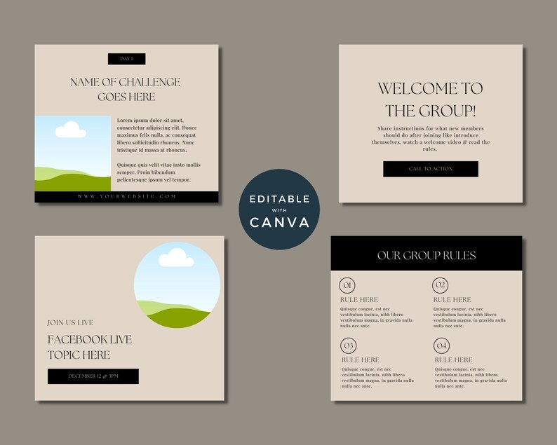 Facebook Group Branding Templates, INSTANT DOWNLOAD Canva Template ...