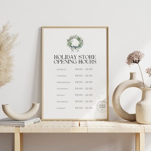 Christmas Store Hours Template, Holiday Opening Schedule Sign, Festive Printable, Canva Template ...