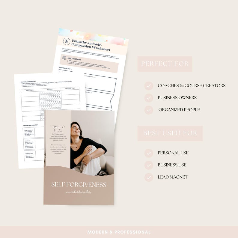 Self Forgiveness Worksheets, Healing Journal, Inner Peace Shadow Work ...