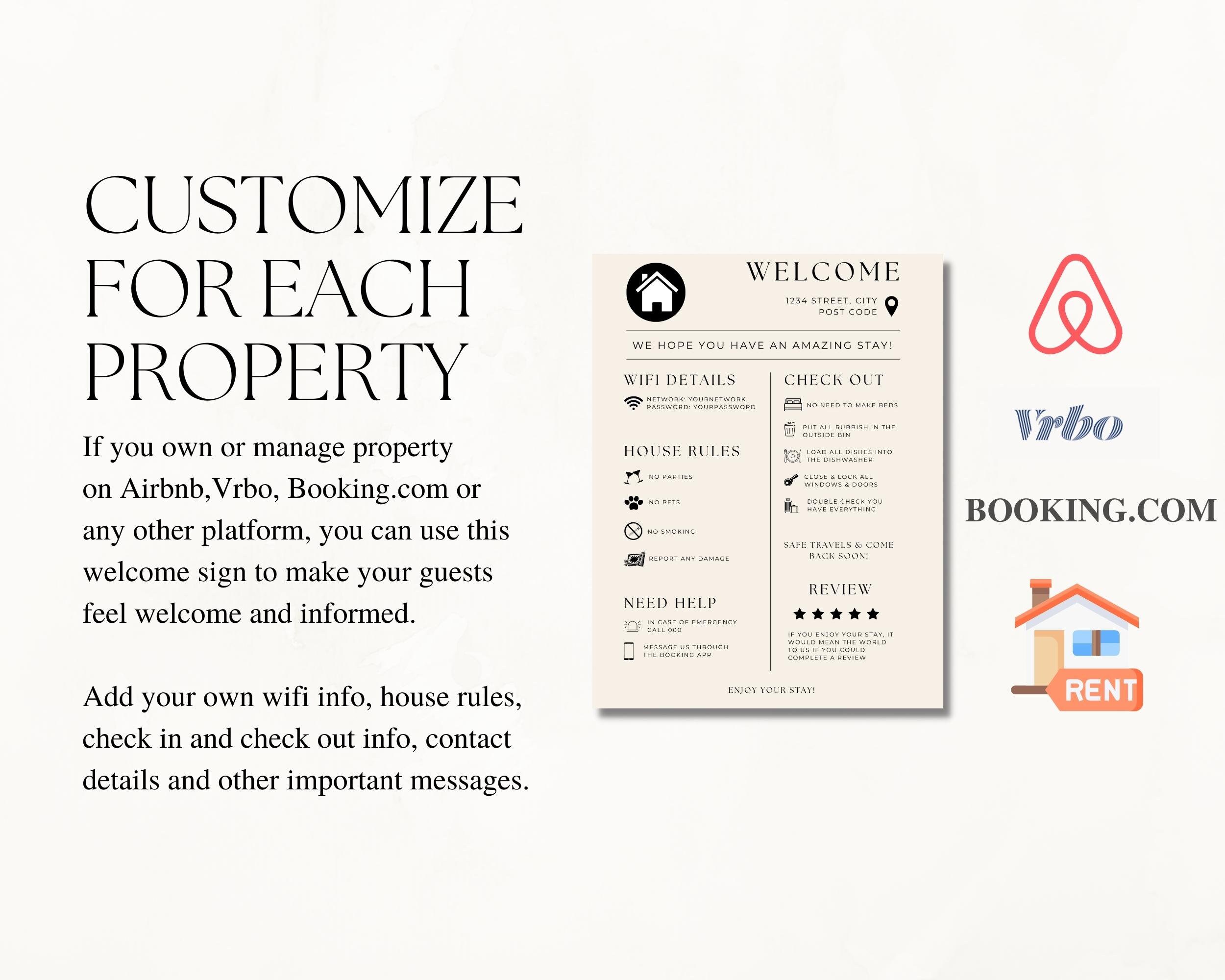 Welcome Sign for Airbnb Hosts, Vacation Rental Printable, Guest Arrival ...