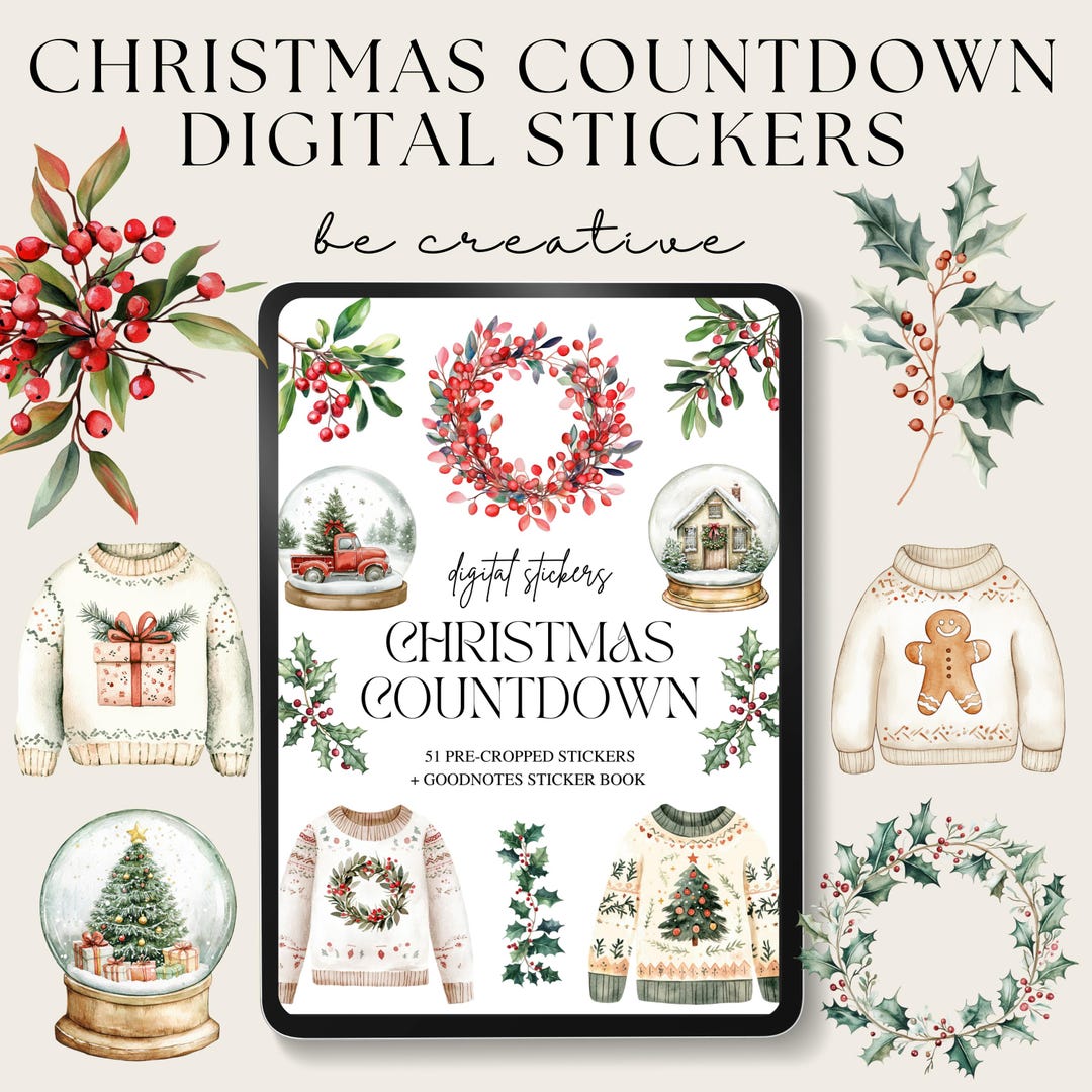 Christmas Countdown Digital Planner Stickers | Digital Sticker Book ...