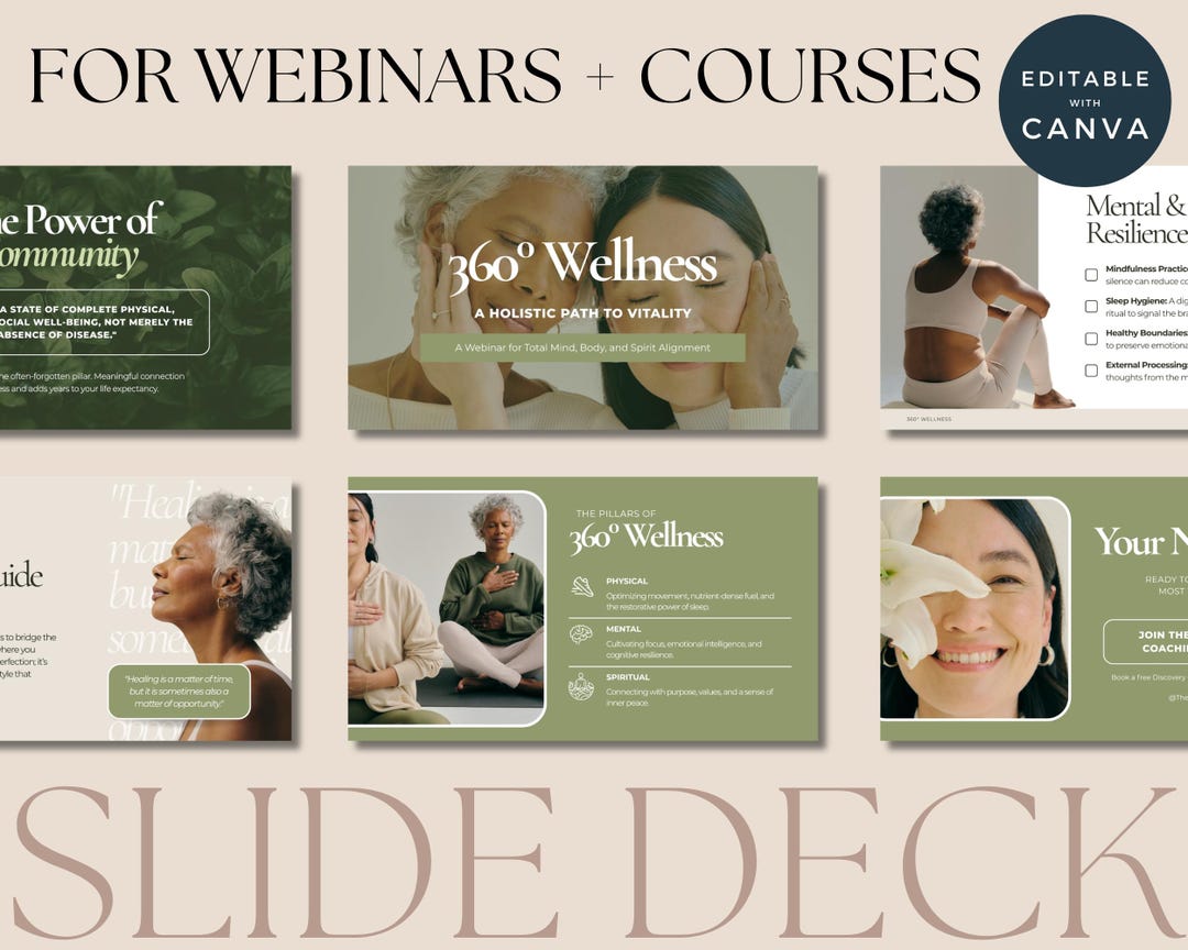 Webinar Slide Deck Canva Template, Course Presentation Show, Wellness ...
