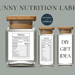 Prom Nutrition Facts | Printable DIY Present | Canva Templates ...