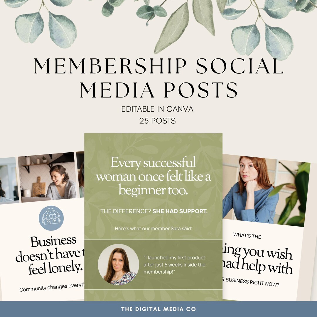 Membership Social Media Templates | Editable Canva Posts | 25 Community ...