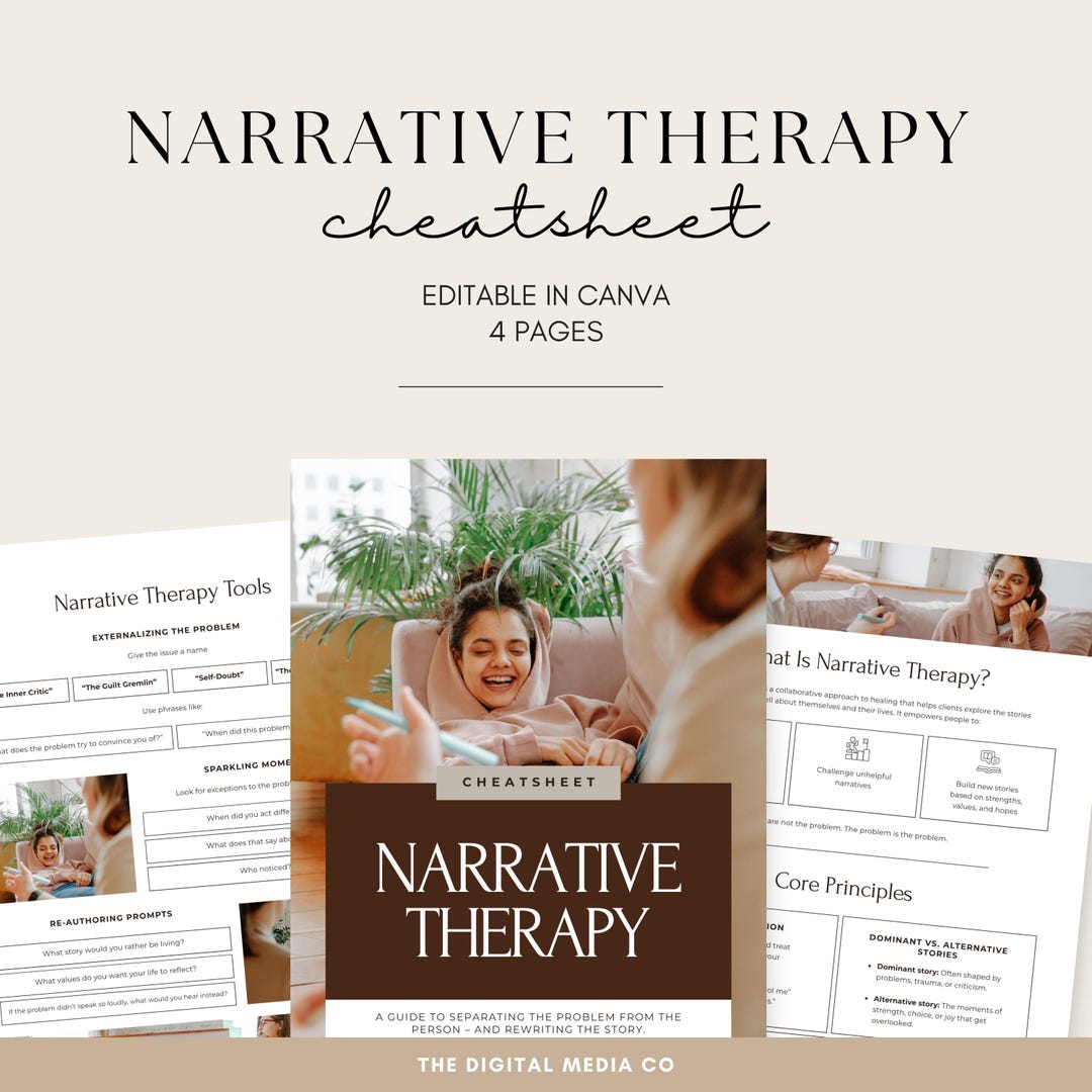 Narrative Therapy Cheatsheet, Printable Therapy Guide, Mental Health ...