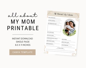 All About My Mom Printable Mothers Day Activity About My Mommy Mothers ...