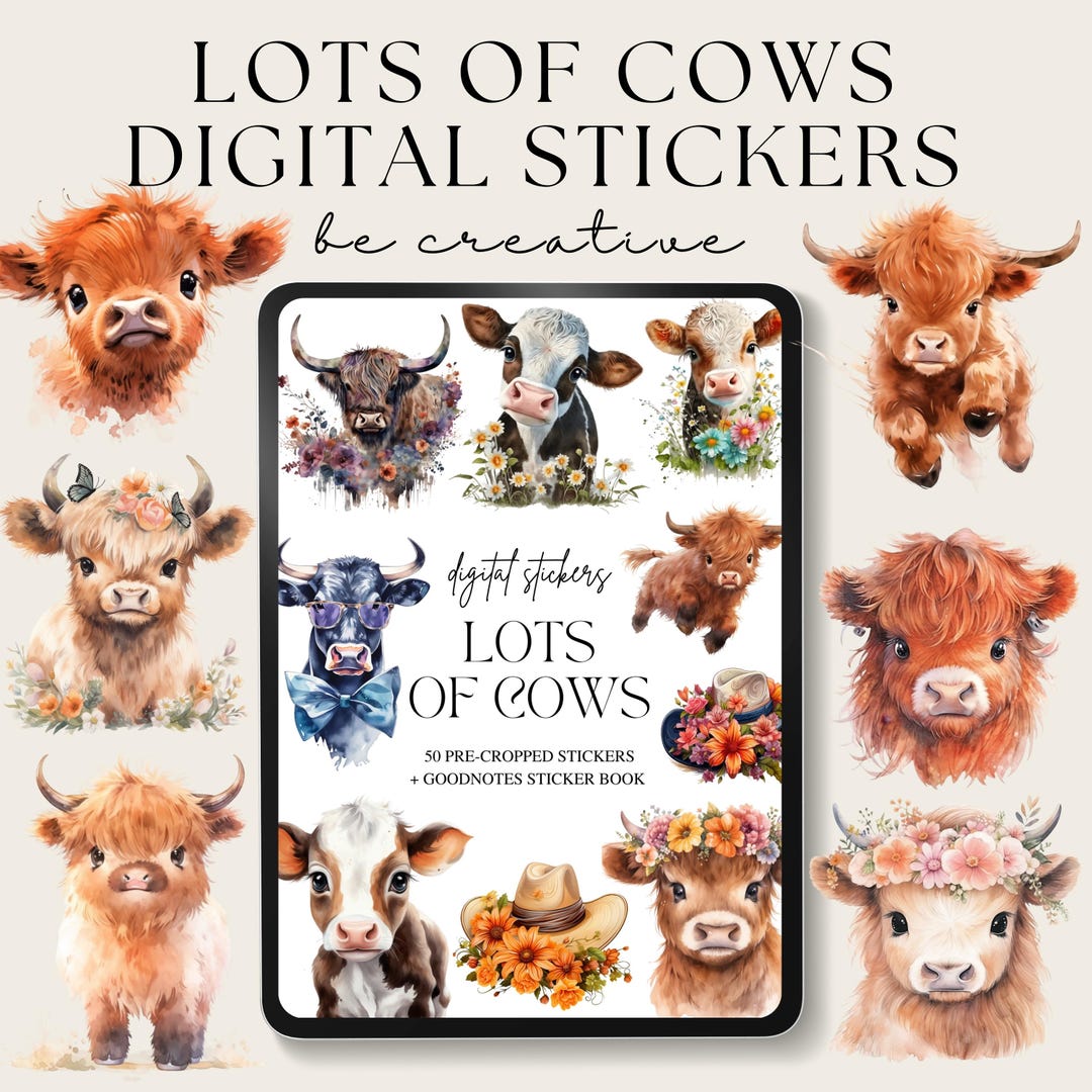 Cow Digital Planner Stickers | Farm Sticker Book | Planner Stickers ...