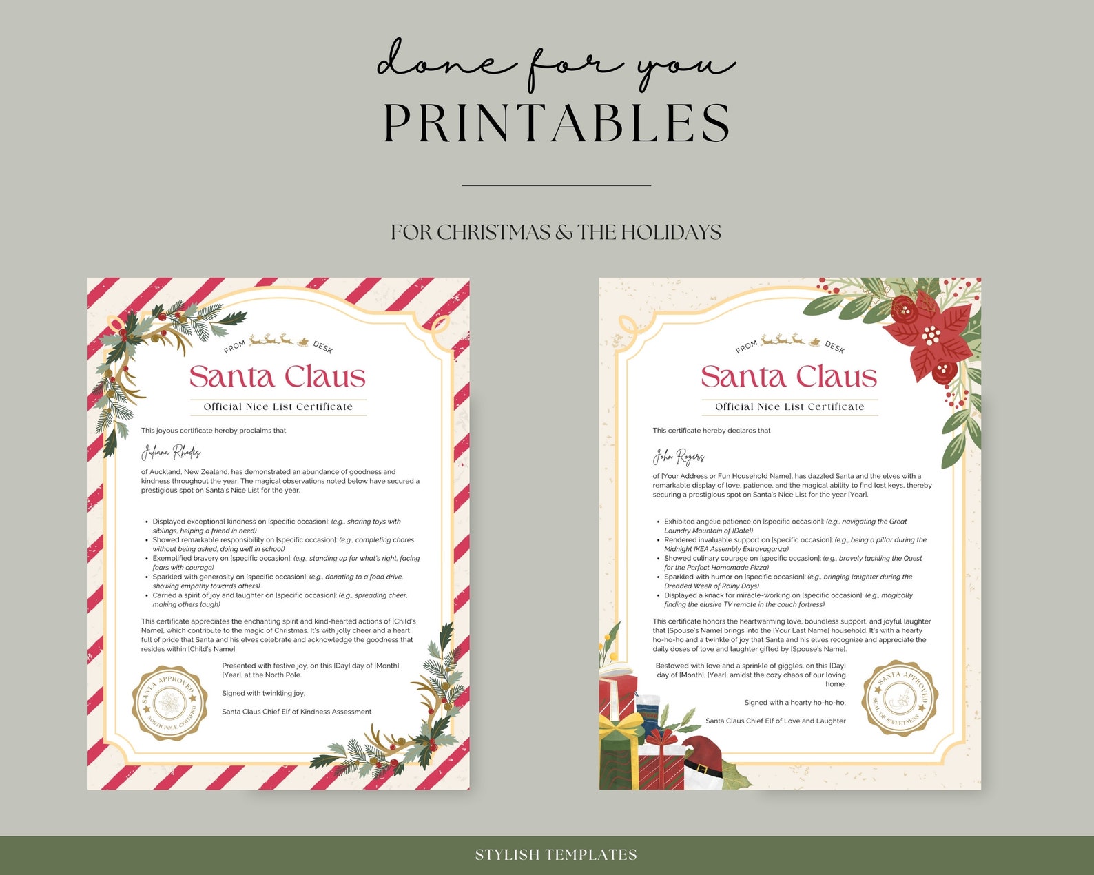 Santa Claus Official Nice List Certificate, Christmas Letter From Santa ...