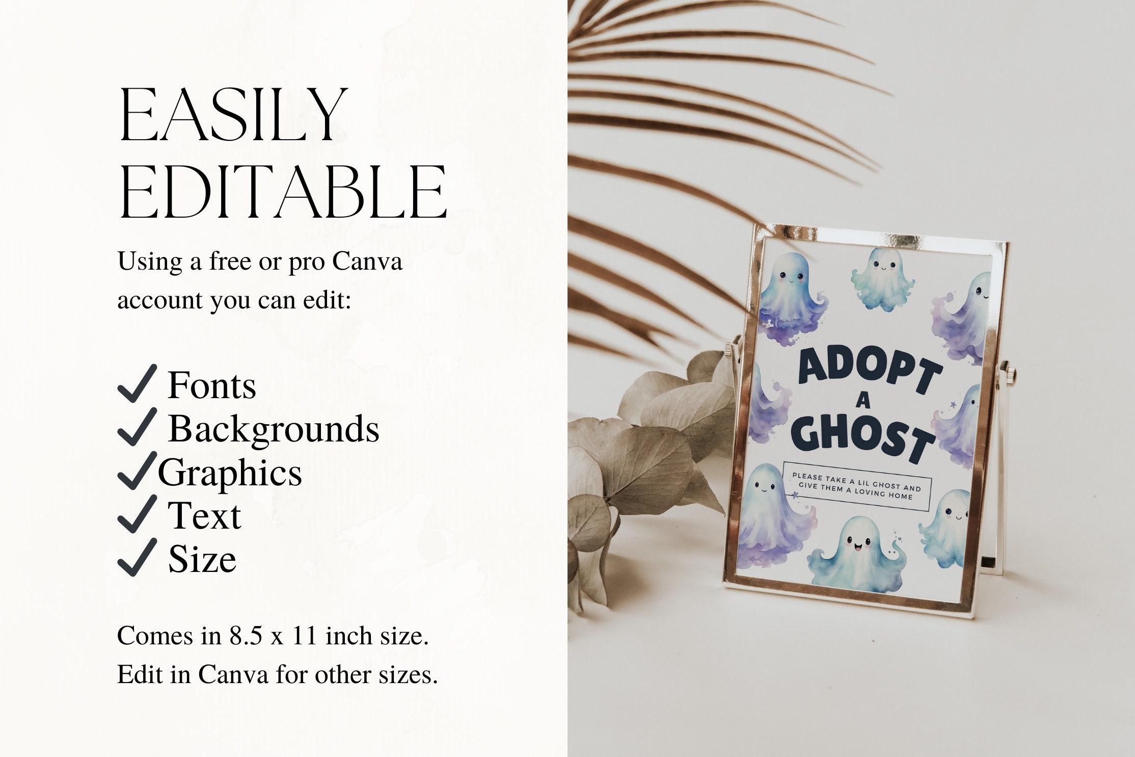 Adopt A Ghost Sign Halloween Printable Halloween Favor - Etsy