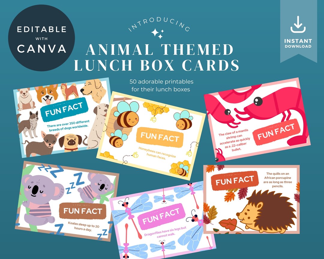 First Day of School Gift, Print at Home, Animal Printable, Lunchbox ...