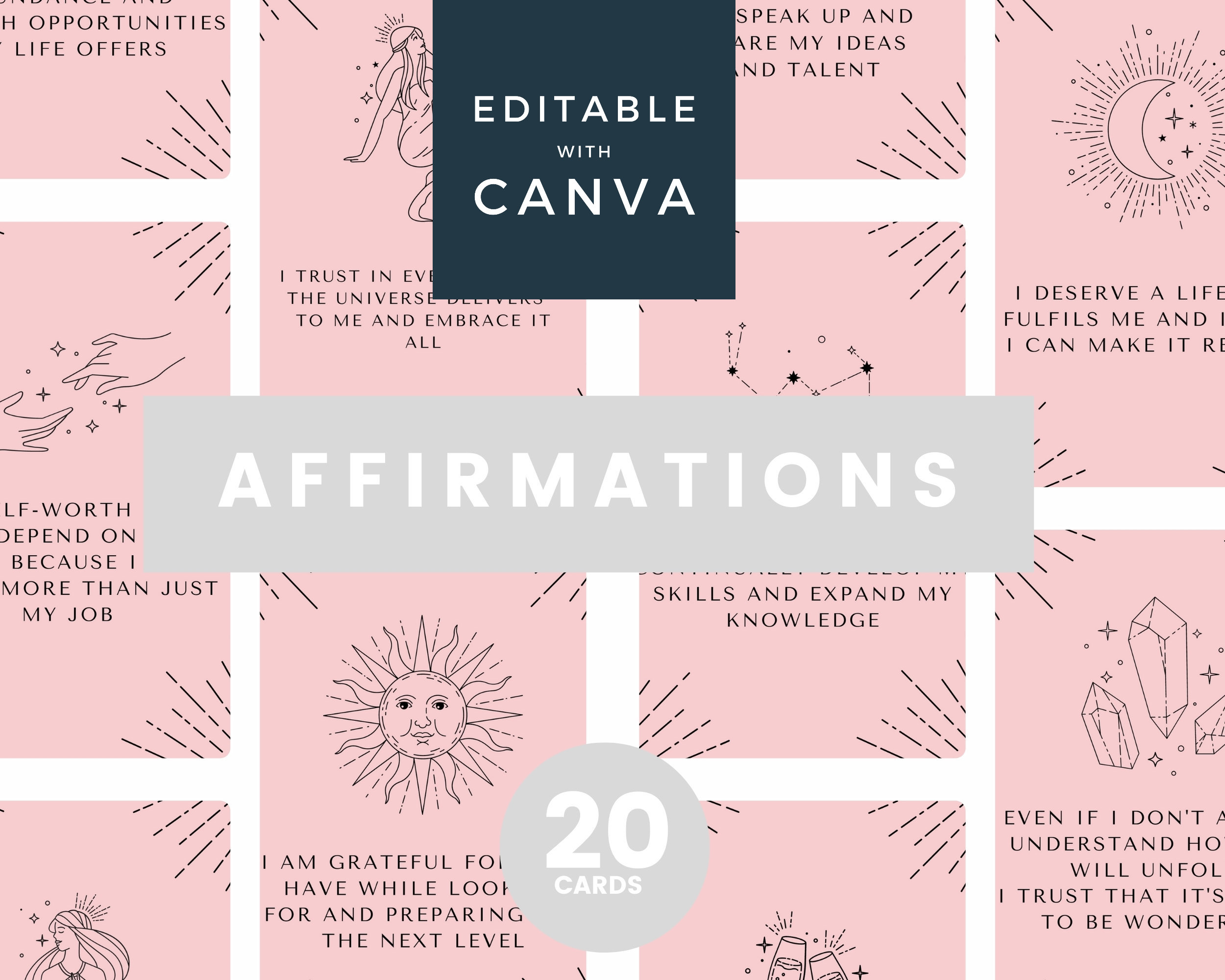 Affirmation Cards Template Canva Affirmation Station - Etsy