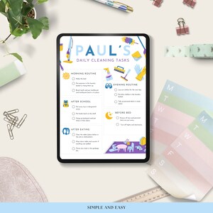 Kids Editable Cleaning Schedule | Printable Daily Cleaning Checklist ...