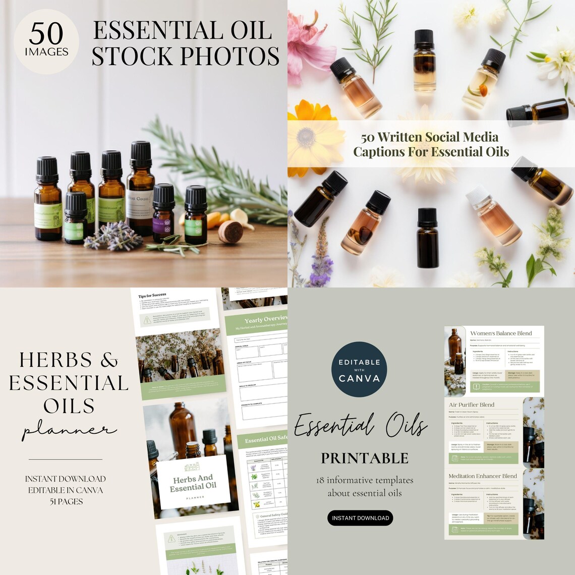 Essential Oil Branding Kit, Aromatherapy Marketing Bundle, Editable ...