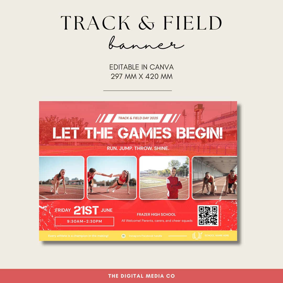 Editable Track and Field Banner Template – Printable Sports Banner for ...