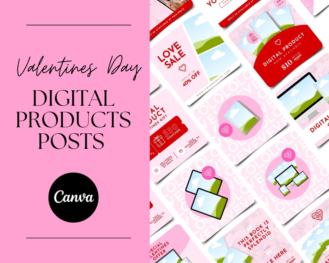 Valentines Day Templates for Digital Product Sellers, Canva Valentines ...