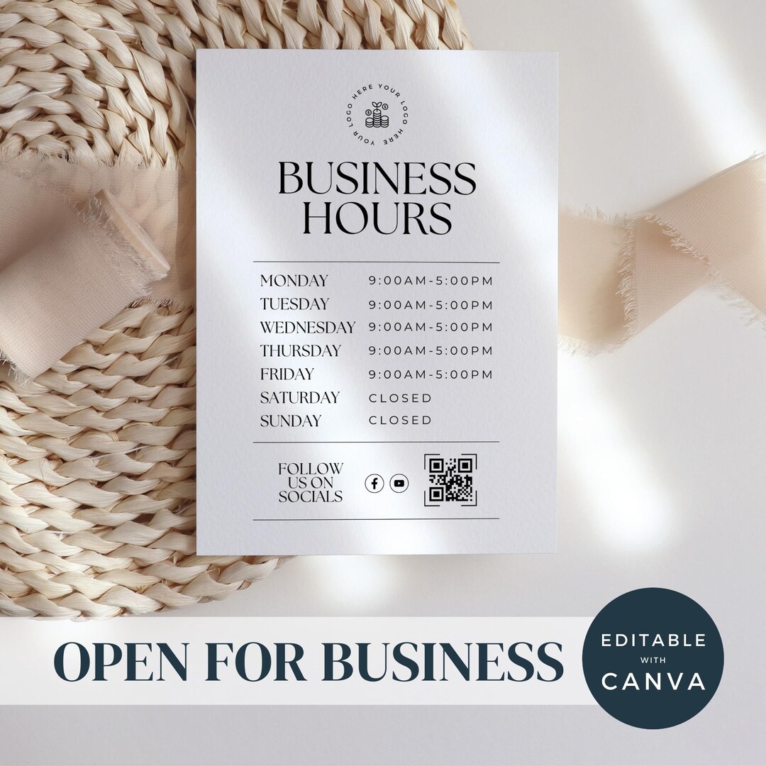 Business Hours Sign | Store Front Opening Times | Commercial ...