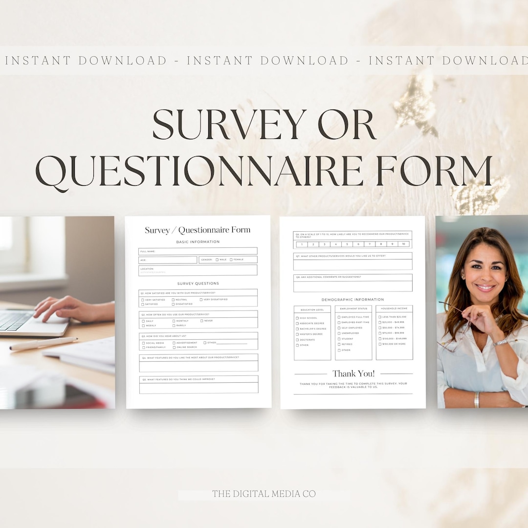 Survey Form, Editable Canva Document, Customizable Printable, Business ...