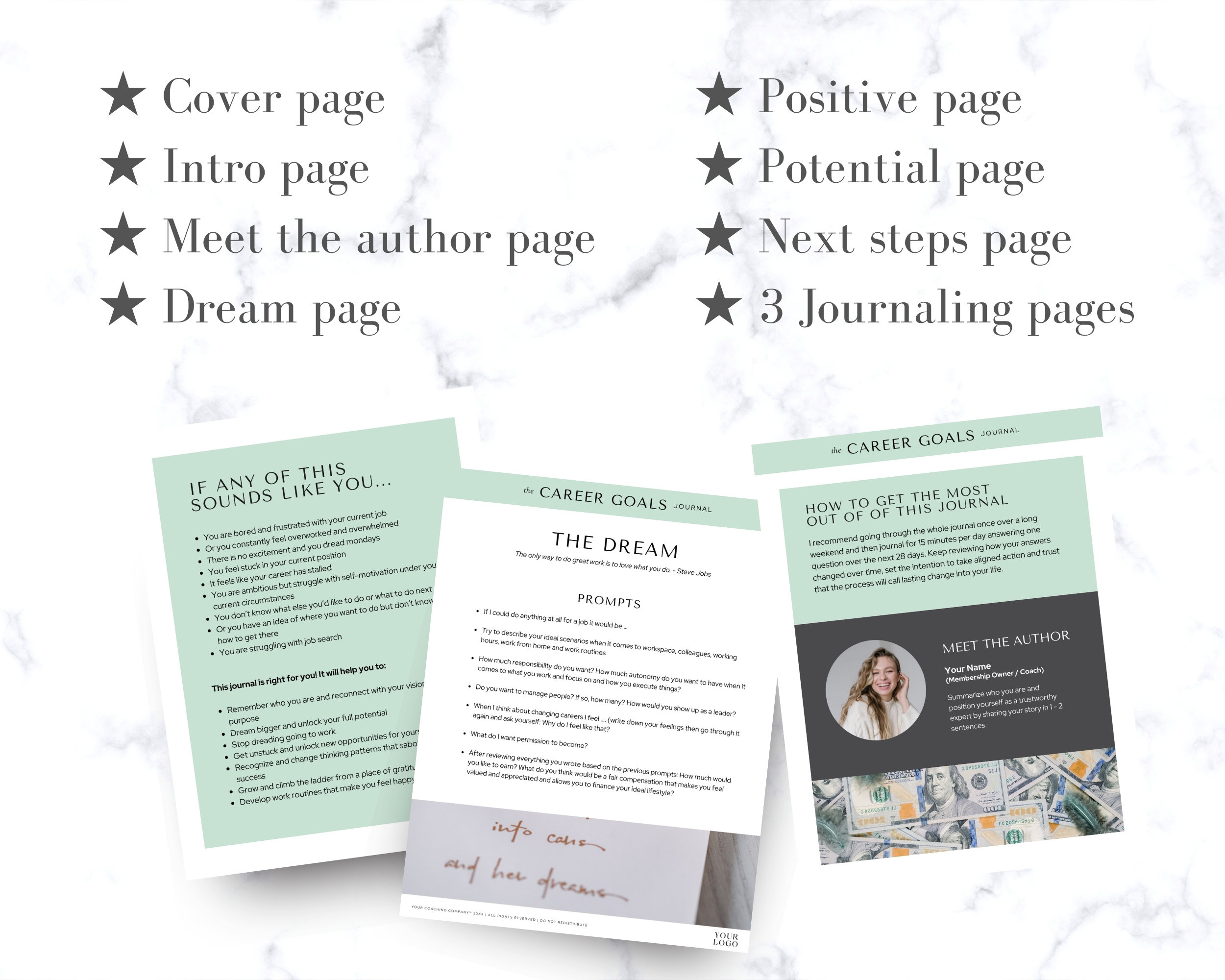 Career Goals Journal, Career Planner, Canva Career Plan Template ...