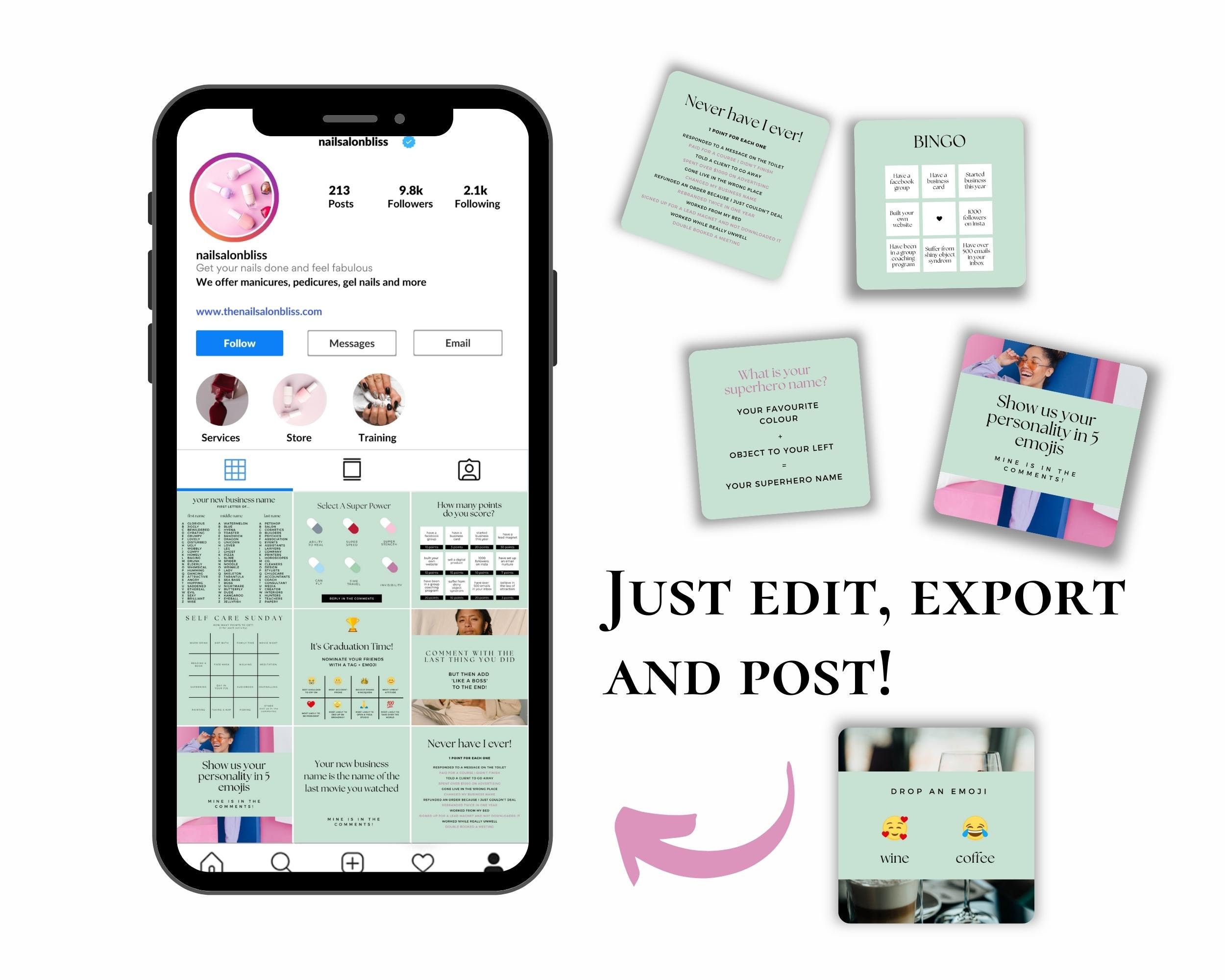 20 Viral Game Instagram Posts Social Media Challenge - Etsy