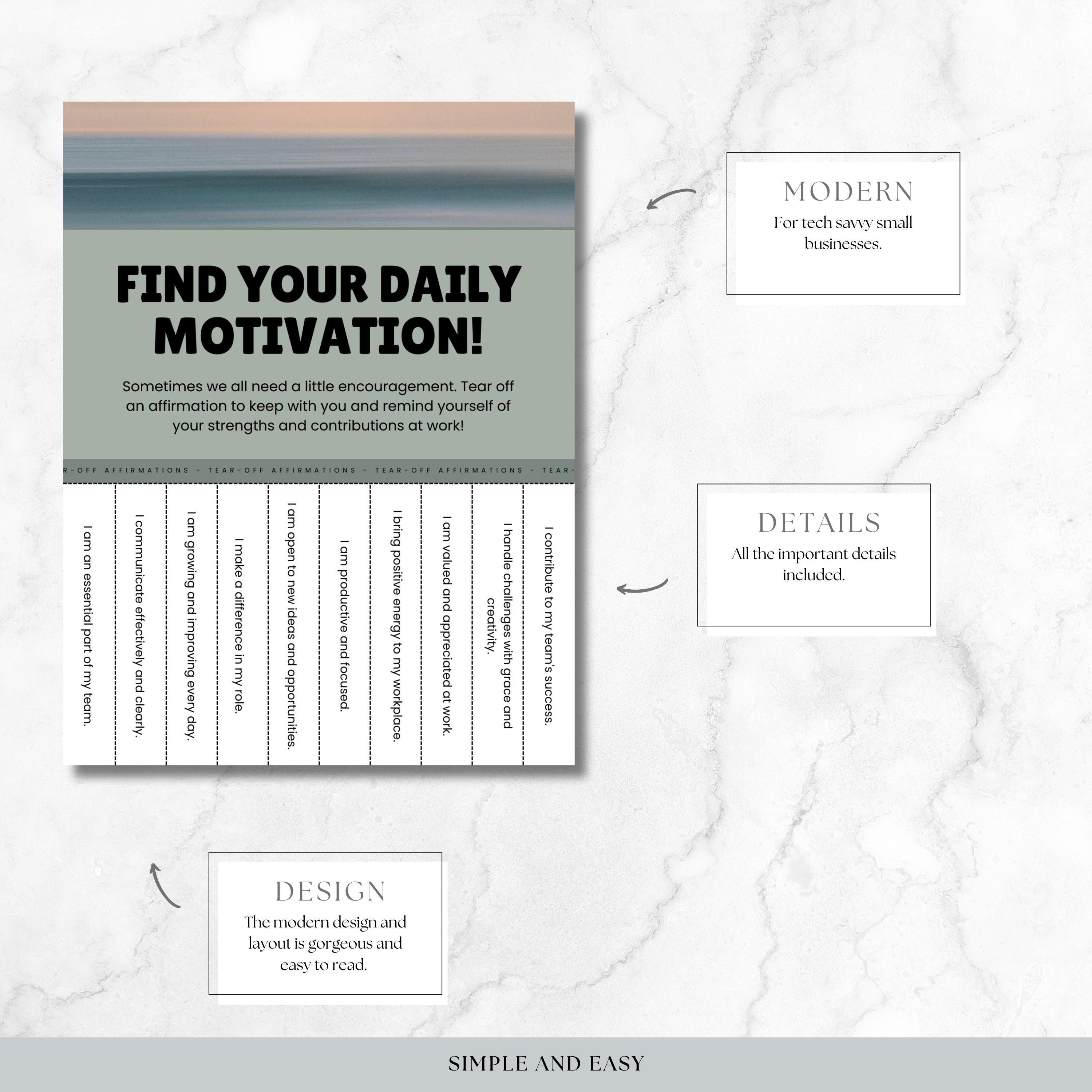 Affirmation Tear off Flyer Bundle, Positive Mental Heath Sheet ...