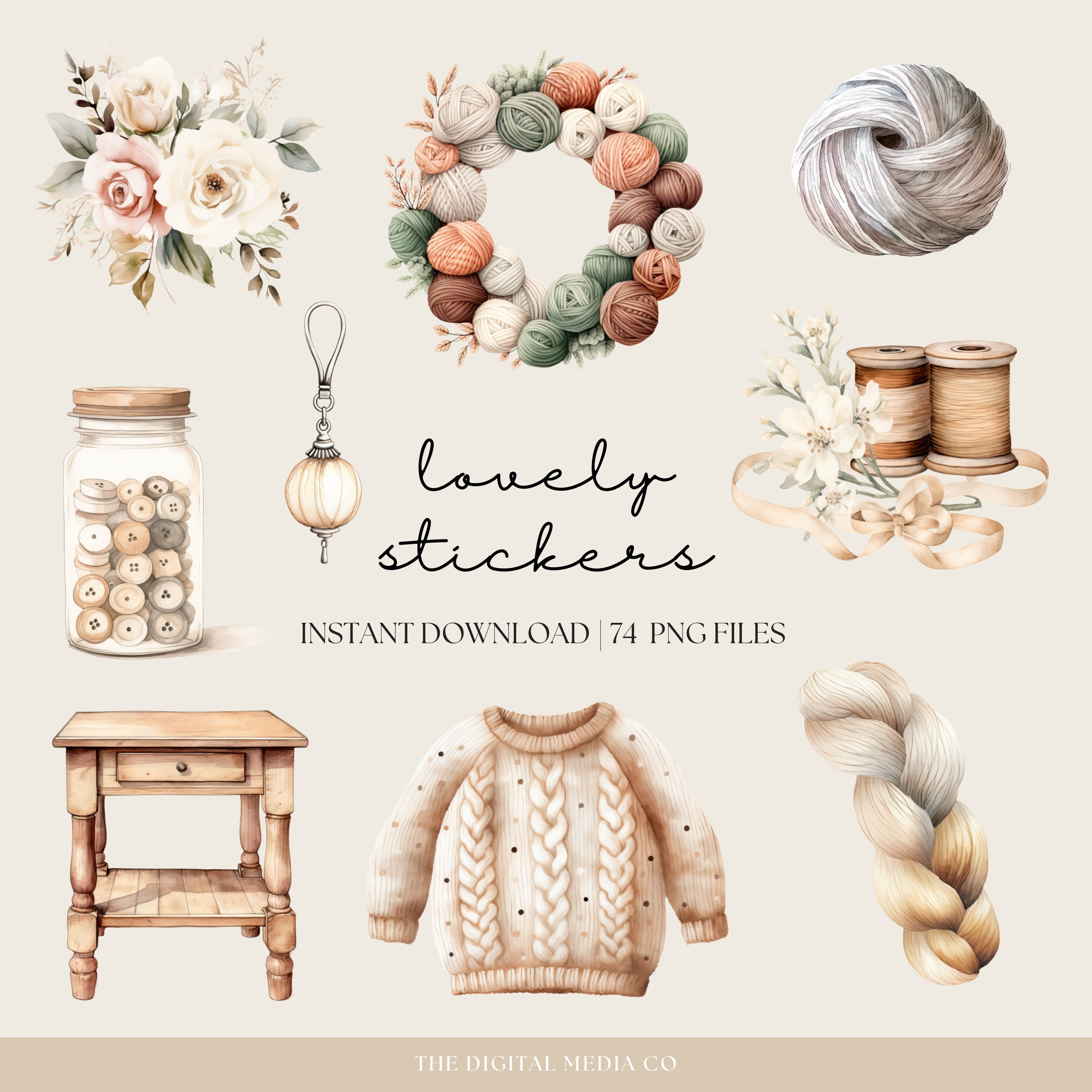 Craft Lover Stickers, Cropped Png Files, Knitting Clipart, Crochet ...