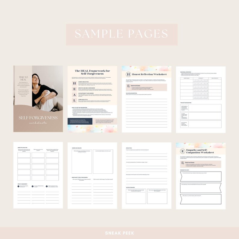 Self Forgiveness Worksheets, Healing Journal, Inner Peace Shadow Work ...