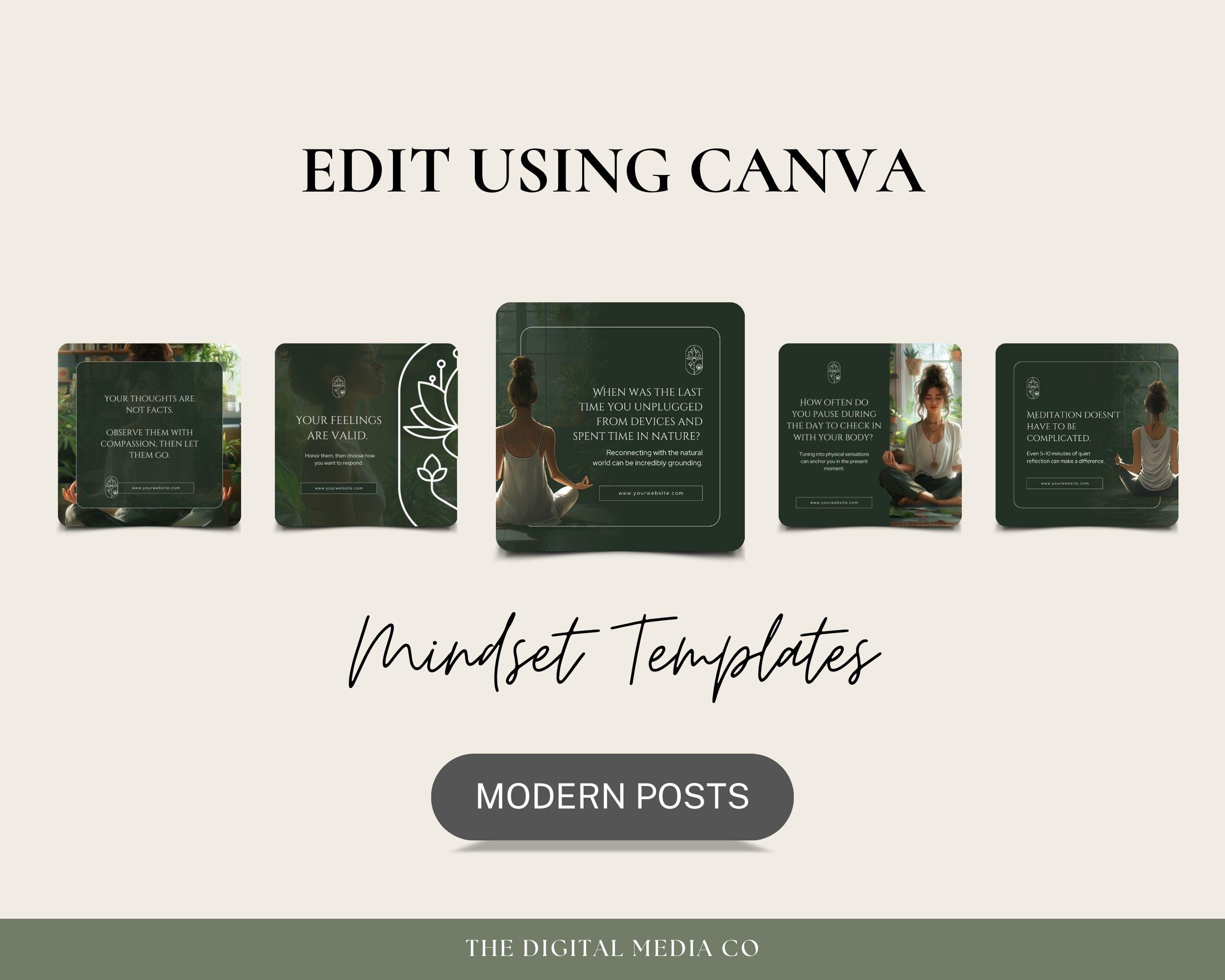 Mindfulness Templates, Editable Canva Social Media Posts, Self-care and ...