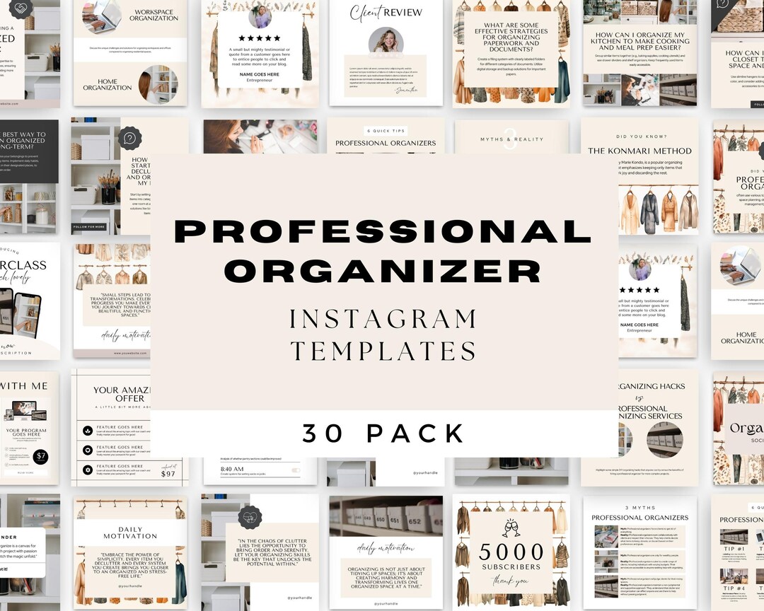 Professional Organizer Instagram Template | Social Media Posts Niche ...