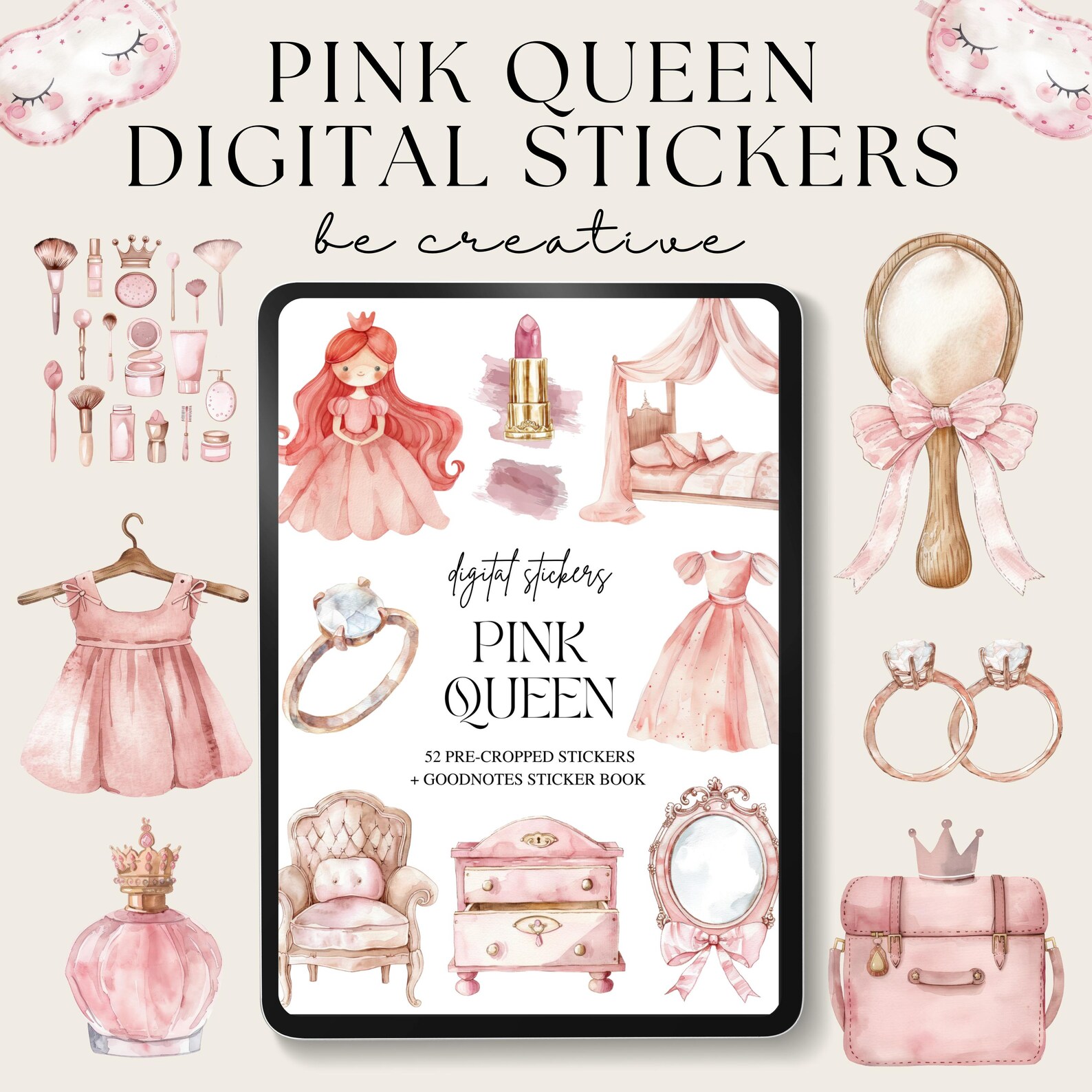 Pink Queen Digital Planner Stickers, Goodnotes Royalty Stickers ...
