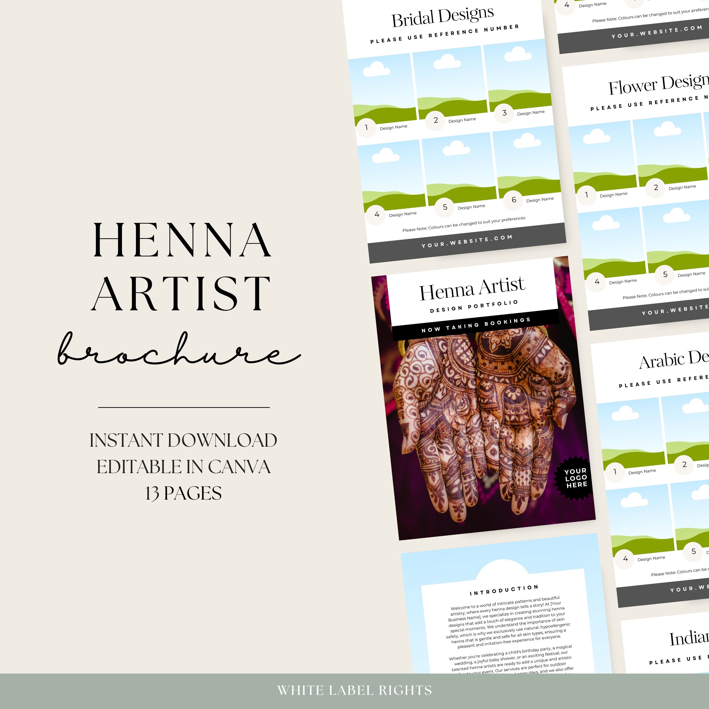 Henna Artist Brochure, Professional Mehndi Business Document, Price ...