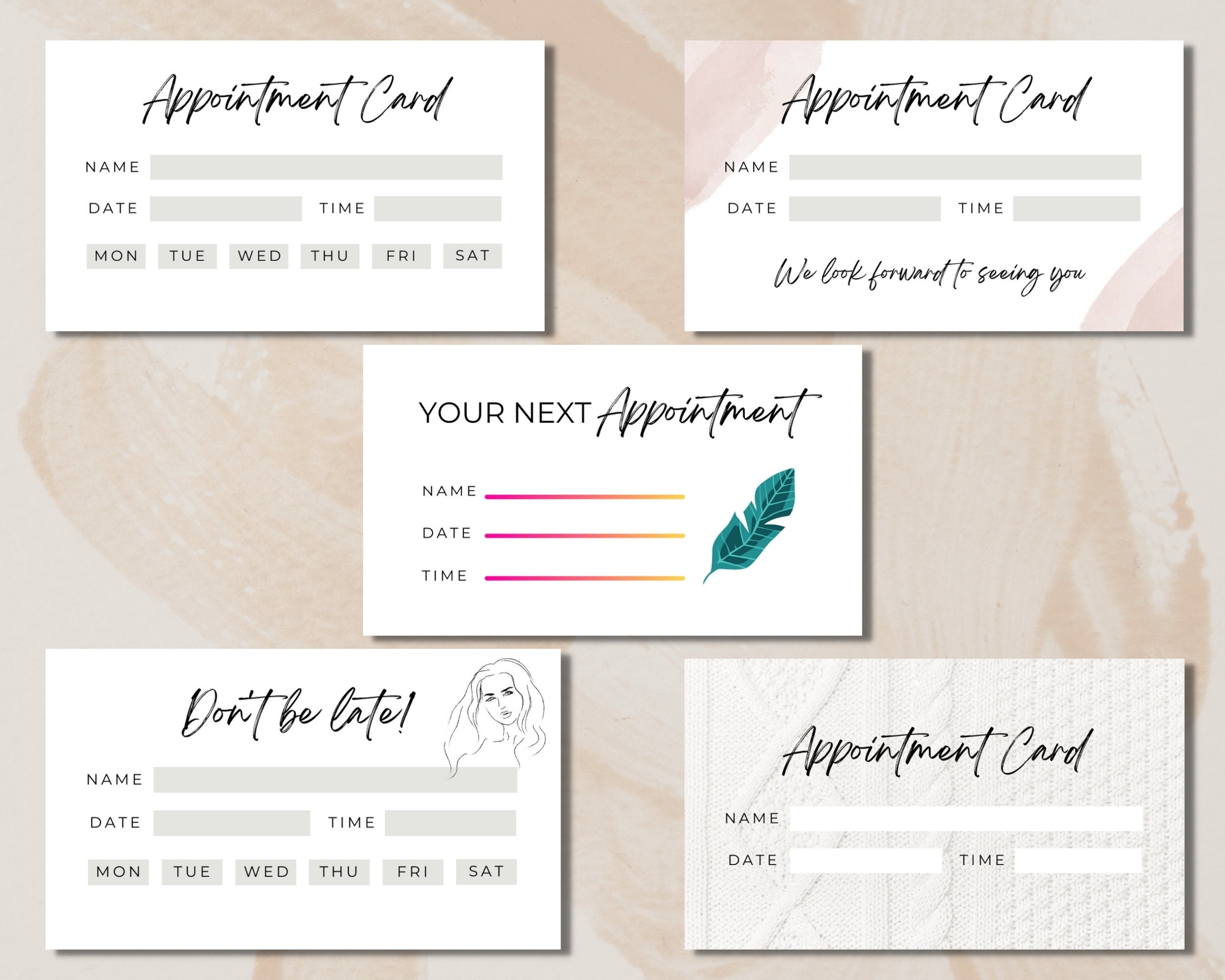 Appointment Card Template Customer Appointment Card - Etsy