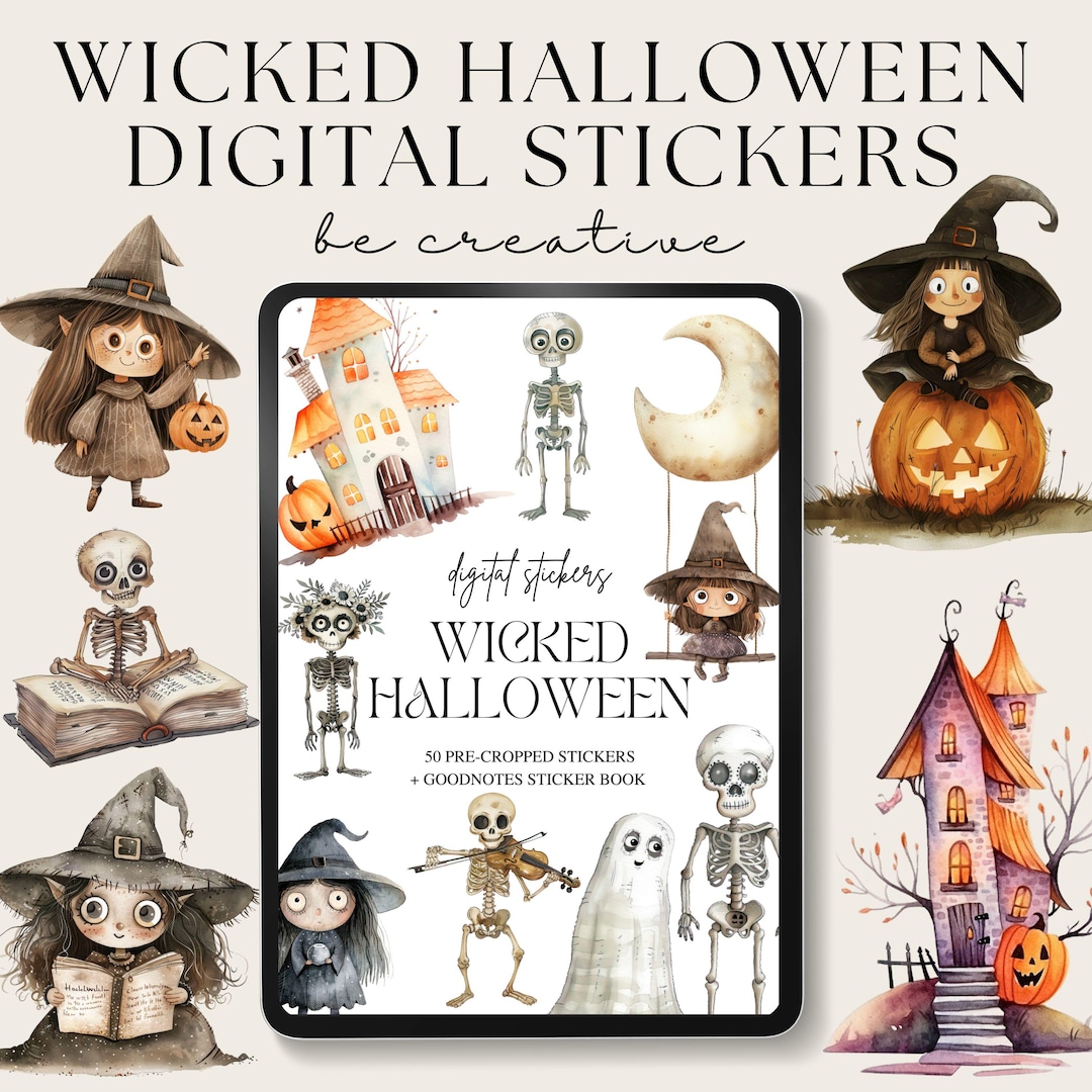 Wicked Halloween Digital Stickers, Goodnotes Celestial Stickers, Png ...