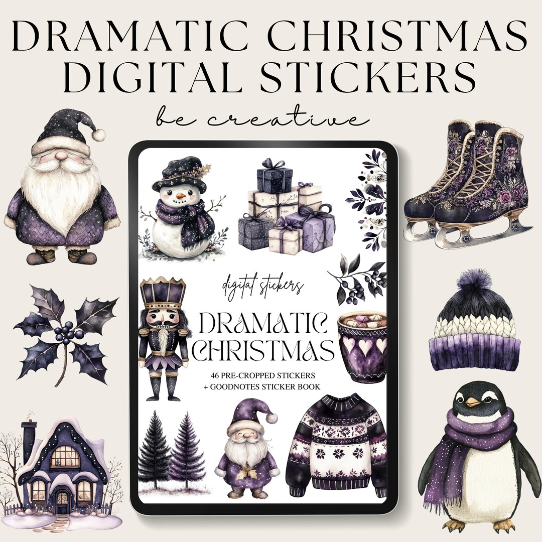 Dramatic Christmas Digital Planner Stickers | Digital Sticker Book ...
