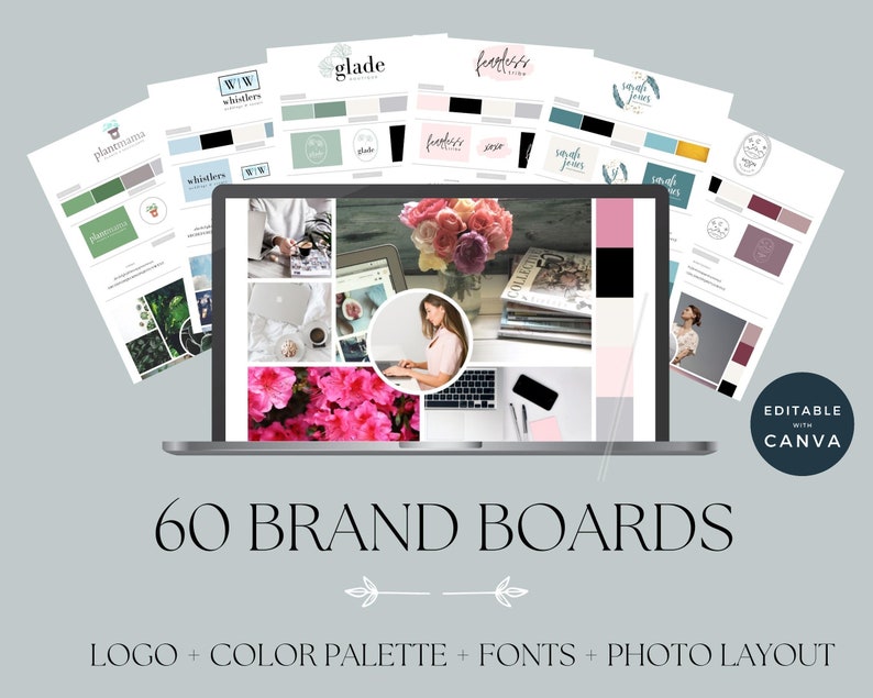 Logo Brand Bundle Canva Logo Pack Canva Brand Board for - Etsy