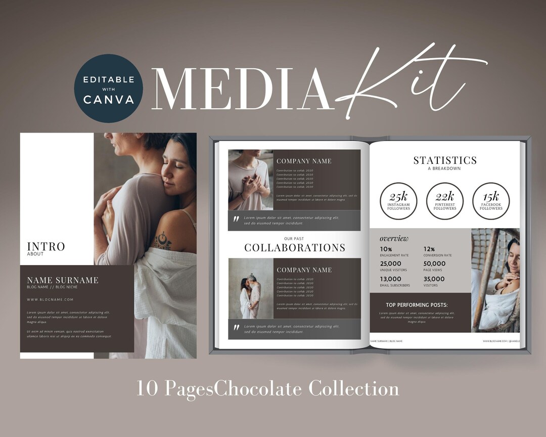 Media Kit Influencer Template Canva, Media Kit Canva Template, Media ...