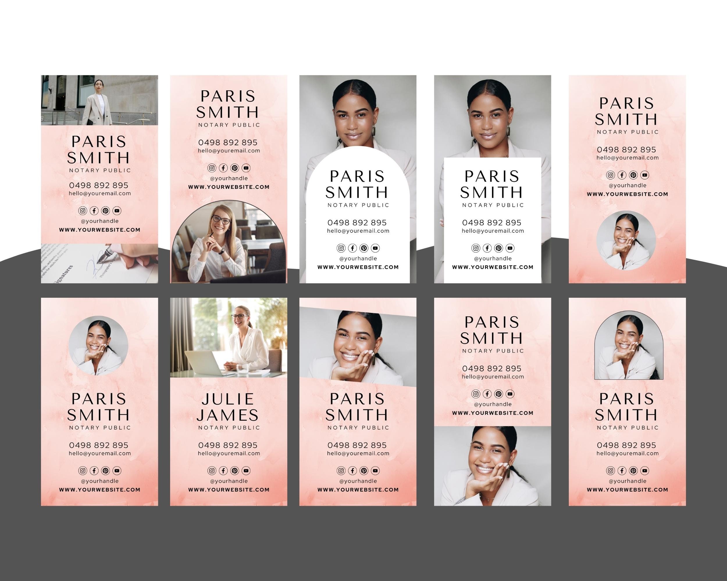 Notary Textable Digital Business Card Bundle, Notary Marketing, Canva ...