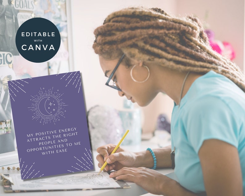 Affirmation Cards Template Canva, Affirmation Station, Printable ...
