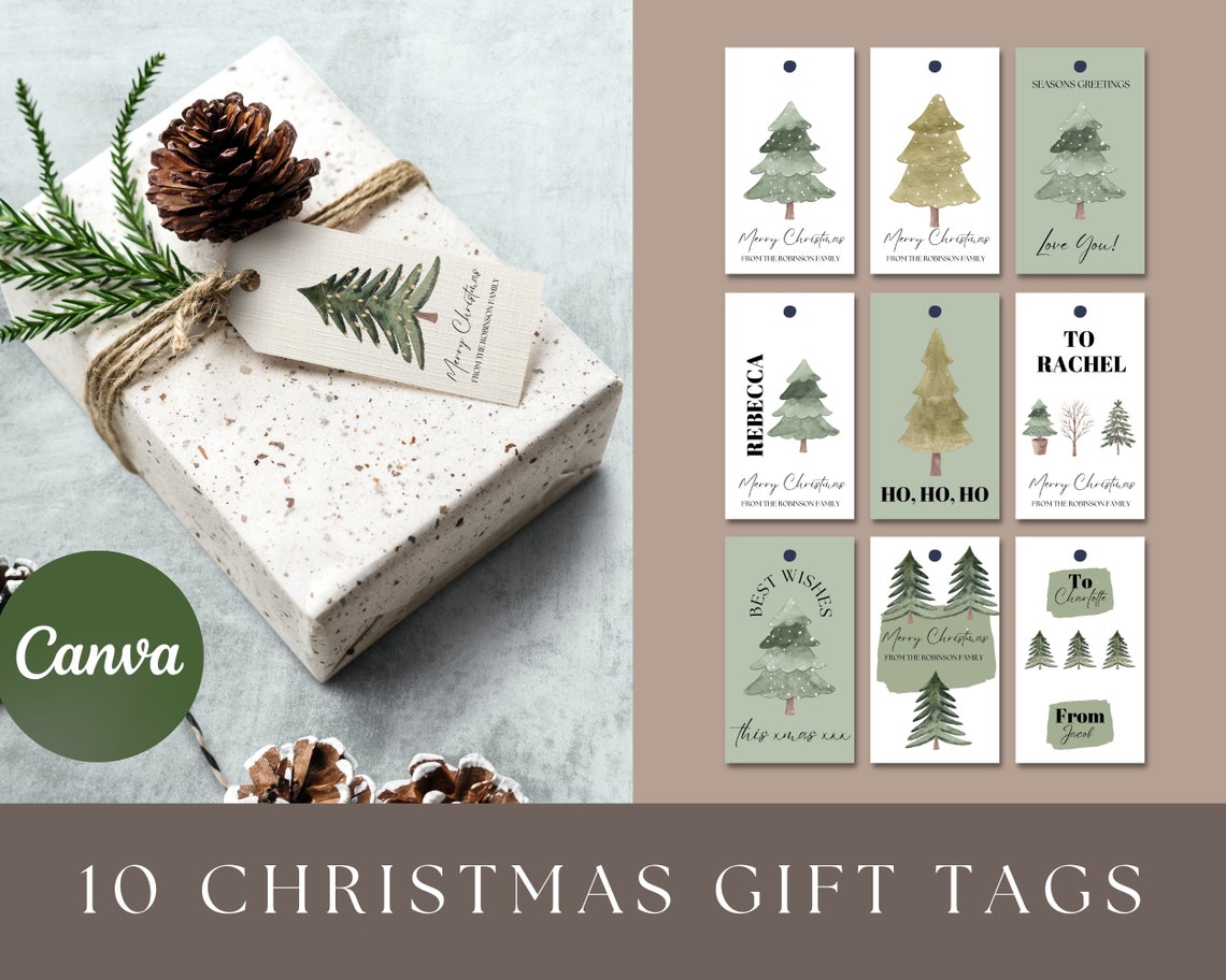 Canva Template Christmas Gift Tag Christmas Gift Tag - Etsy