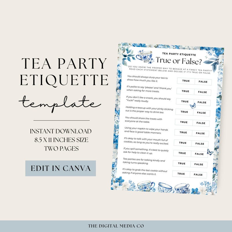 Tea Party Etiquette Game - Etsy