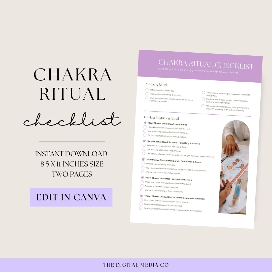 Chakra Ritual Checklist, Reiki and Crystal Printable, Healer Check List ...
