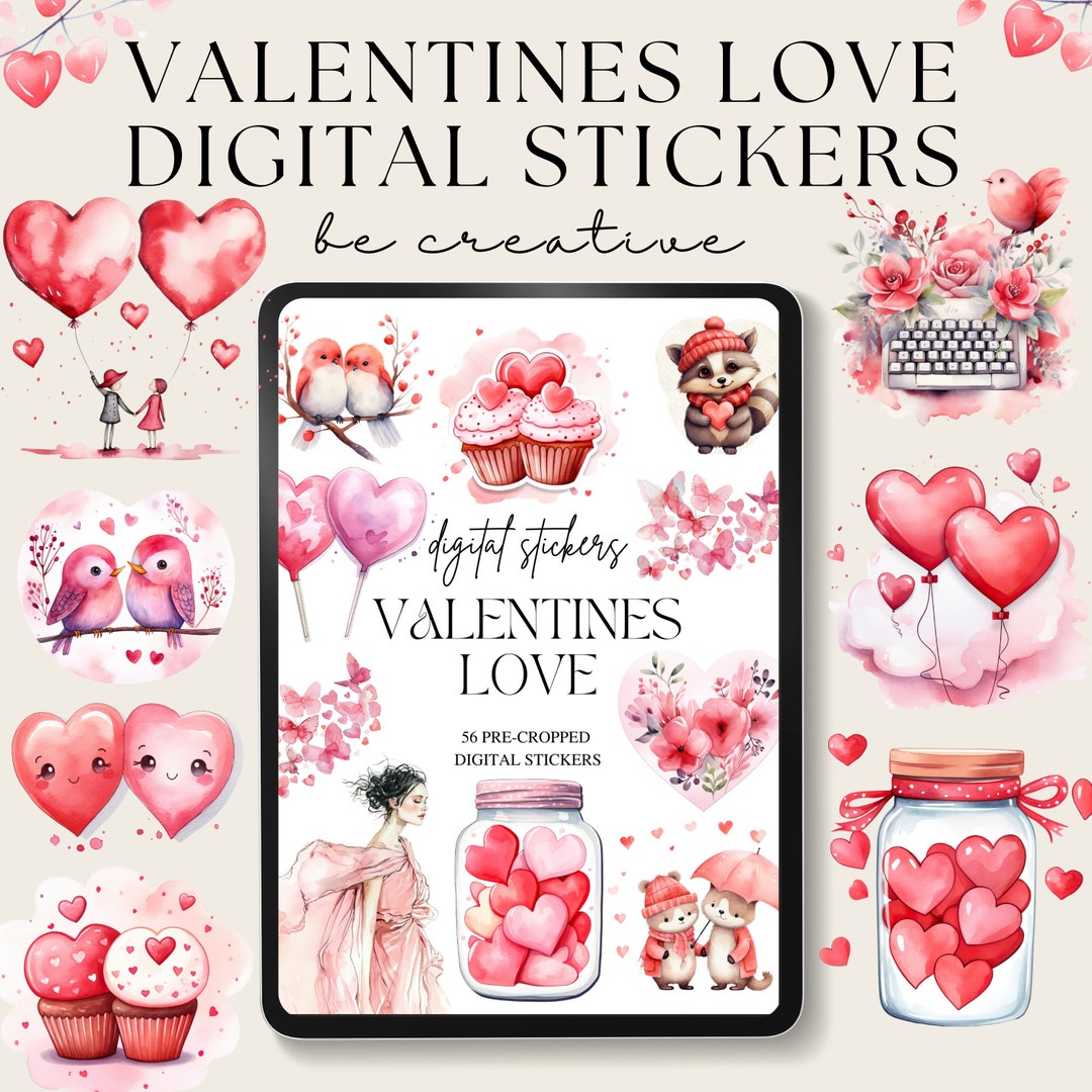 Pink Valentines Day Digital Planner Stickers | Digital Sticker Book ...