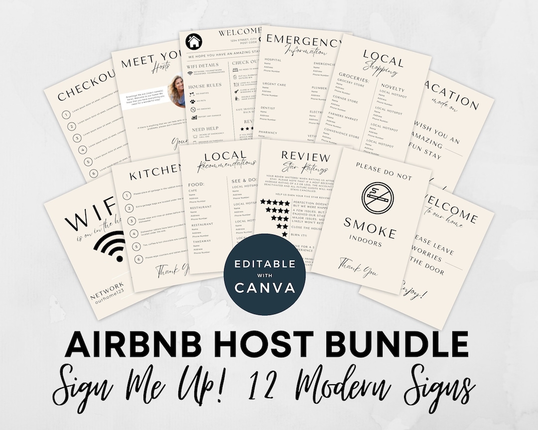 Airbnb Welcome Sign Canva Template, Airbnb Host Bundle, Airbnb Signs ...